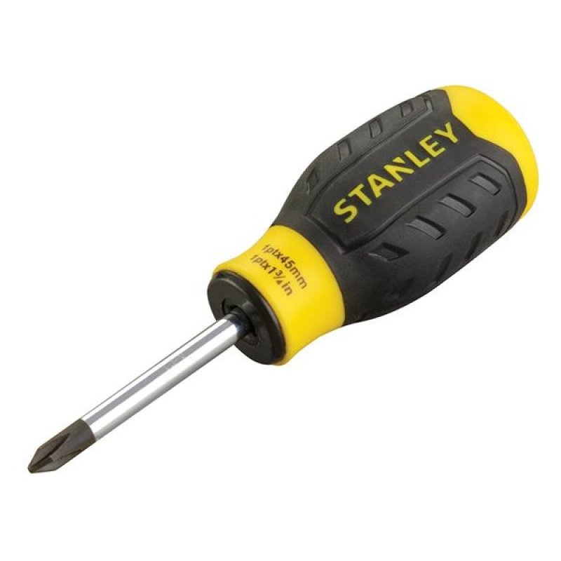 Stanley Cushion Grip Stubby Screwdriver Phillips Tip PH1 x 45mm | Selectric